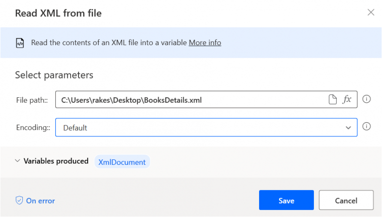 XML Node in PAD (Power Automate Desktop)